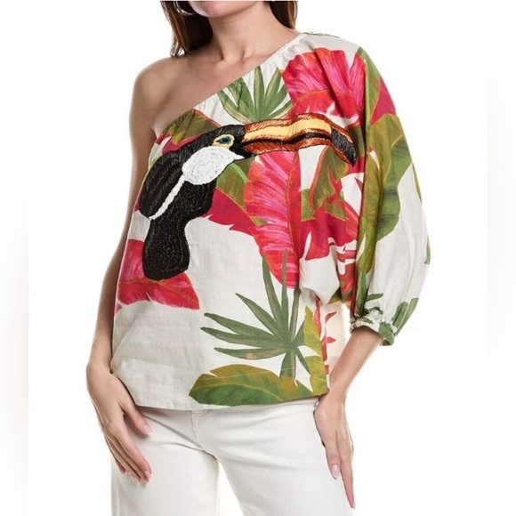 FARM Rio | Tops | Farm Rio Tropical One Shoulder Top With Toucan Design ...